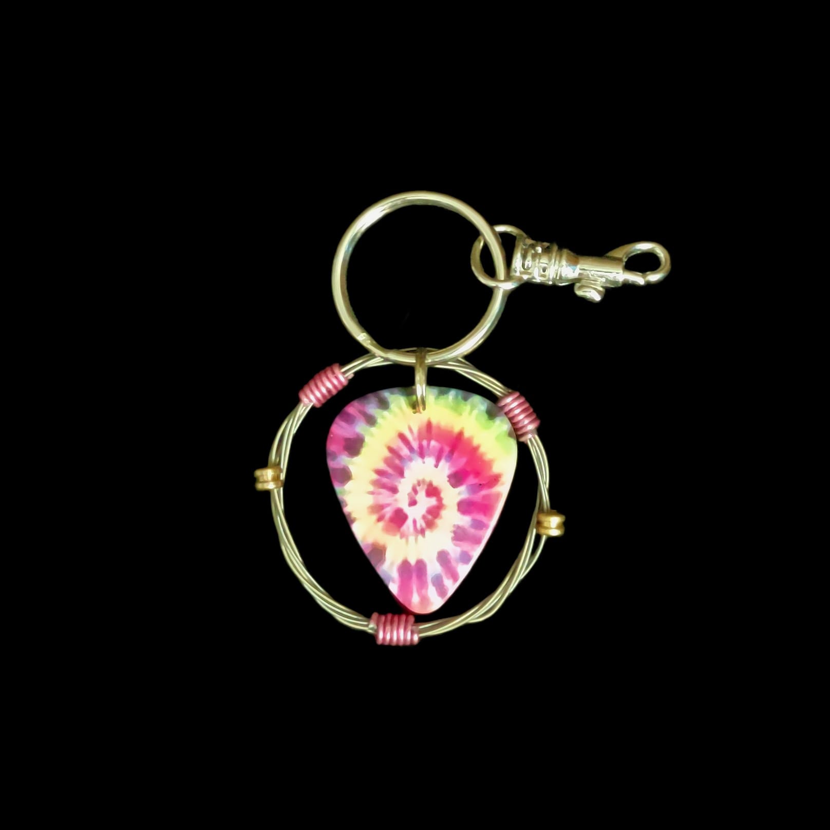 Spiral Tie-Dye Guitar String Keychain - Restrumed.com - Upcycled Guitar ...