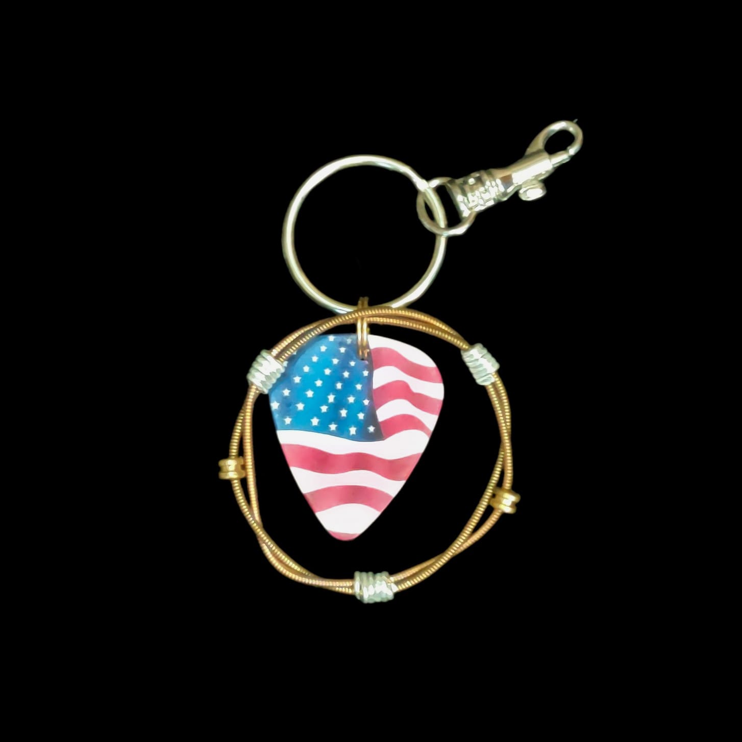American Flag Guitar String Keychain - Restrumed.com - Upcycled Guitar ...